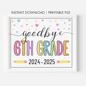 Girl Last Day of 6th Grade Sign, Last Day of Sixth School Chalkboard ...