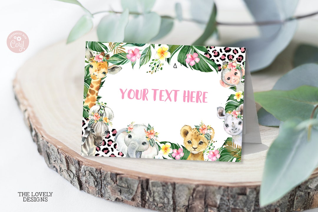 Editable Food Tent Label Leopard Print Jungle Birthday Place Cards Wild ...
