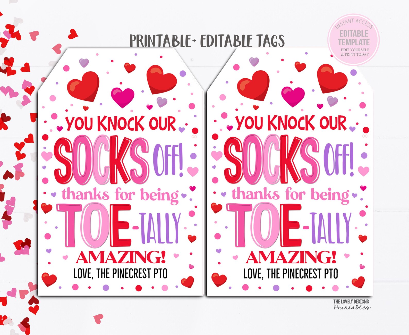 Valentine Socks Gift Tags Knock Our Socks off Valentine Tag Staff Toe ...