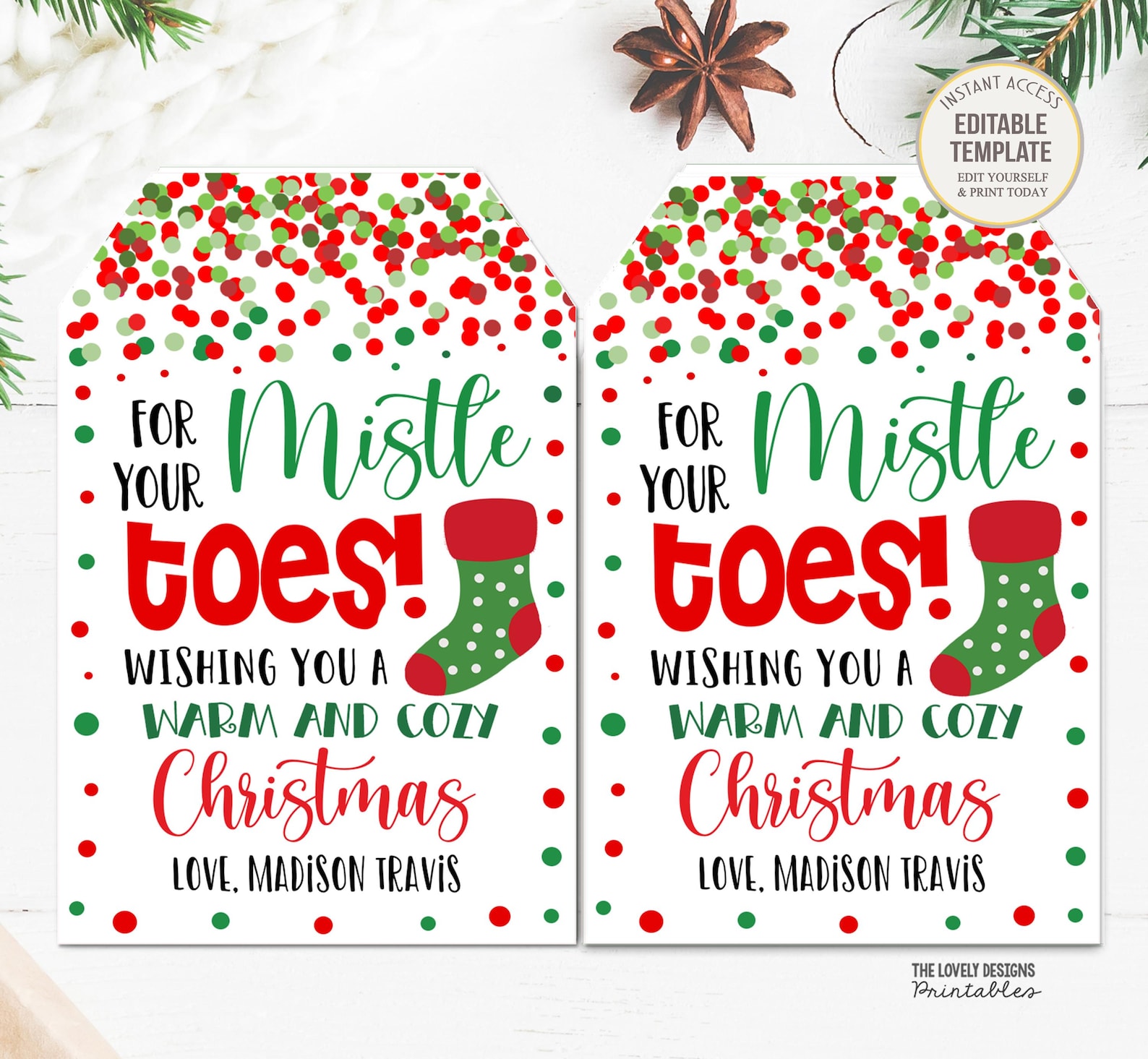For Your Mistle Toes Christmas Gift Tag Socks Gift Nail Polish Manicure ...