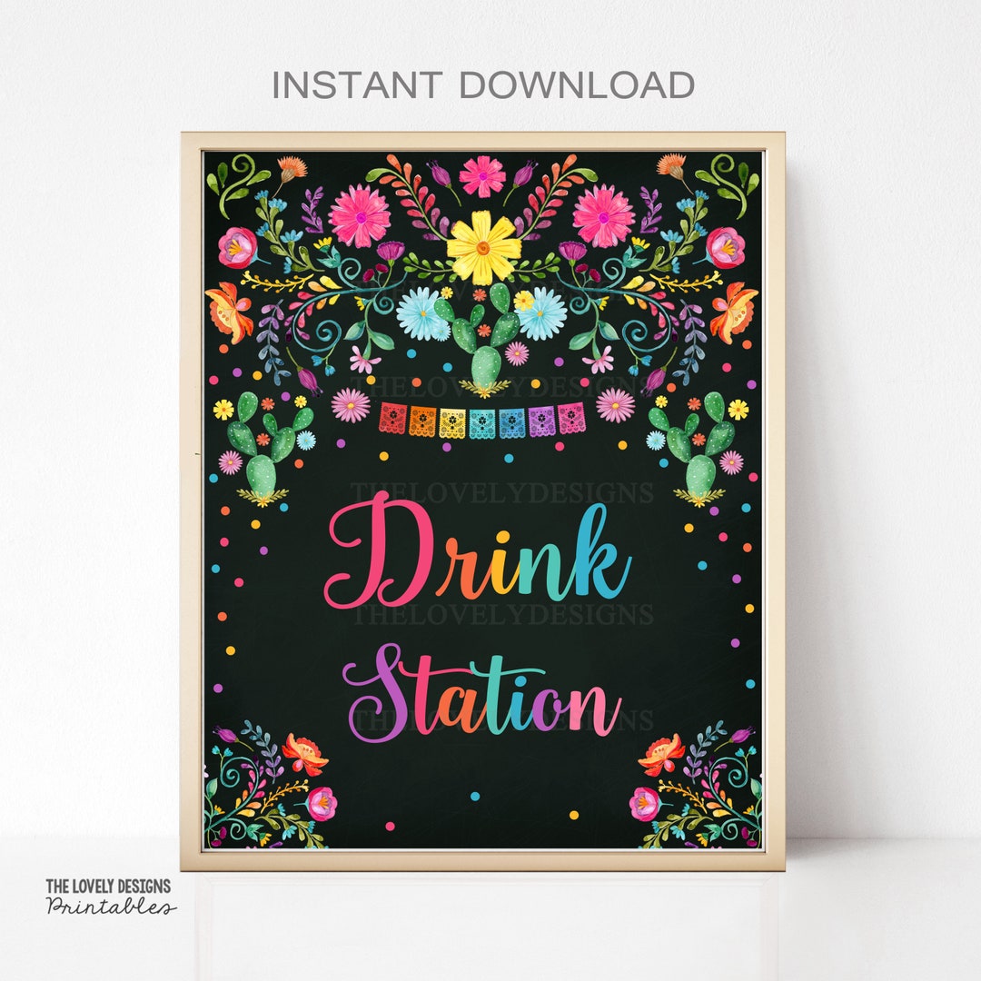 Fiesta Drink Station Sign Fiesta Birthday Chalkboard Sign Fiesta ...