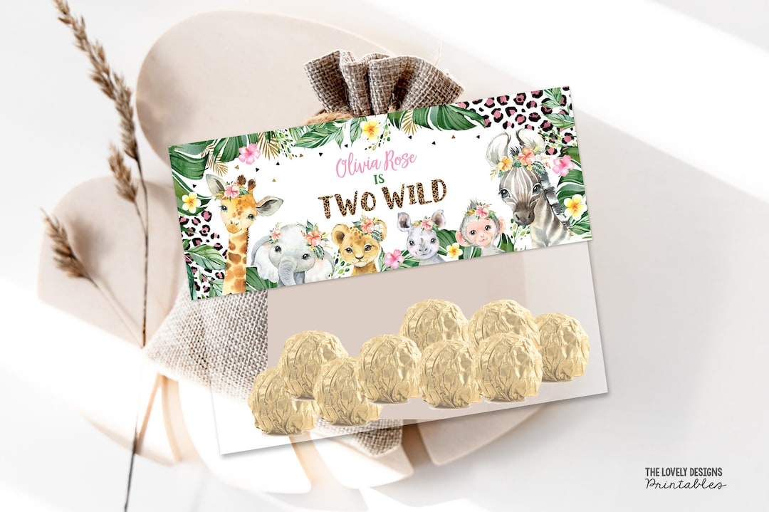 Editable Treat Bag Topper Two Wild Leopard Print 2nd Birthday Label ...