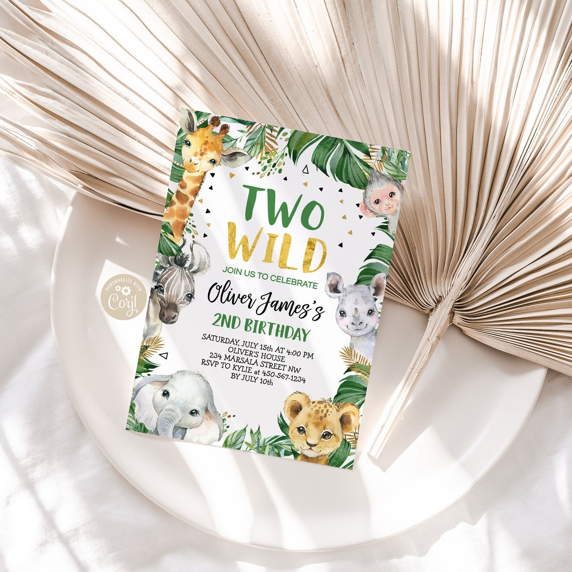 TWO Wild Birthday Invitation TWO Wild Jungle Birthday - Etsy