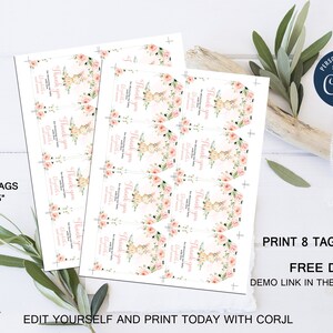 EDITABLE Bunny Baby Shower Favor Tags Bunny Thank You Tag Easter Floral ...