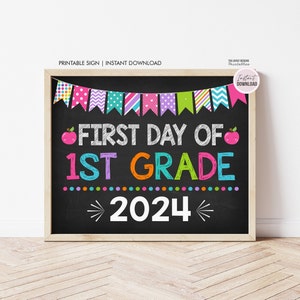 Girl First Day of 1st Grade Sign INSTANT DOWNLOAD Photo Prop First Day ...