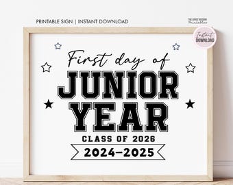 First Day of Junior Year Sign First Day of 11th Grade Sign Class of ...