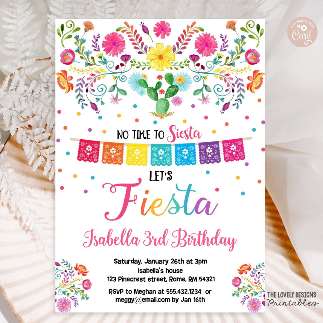 Fiesta Invitation EDITABLE Invitation Fiesta Birthday Invitation ...