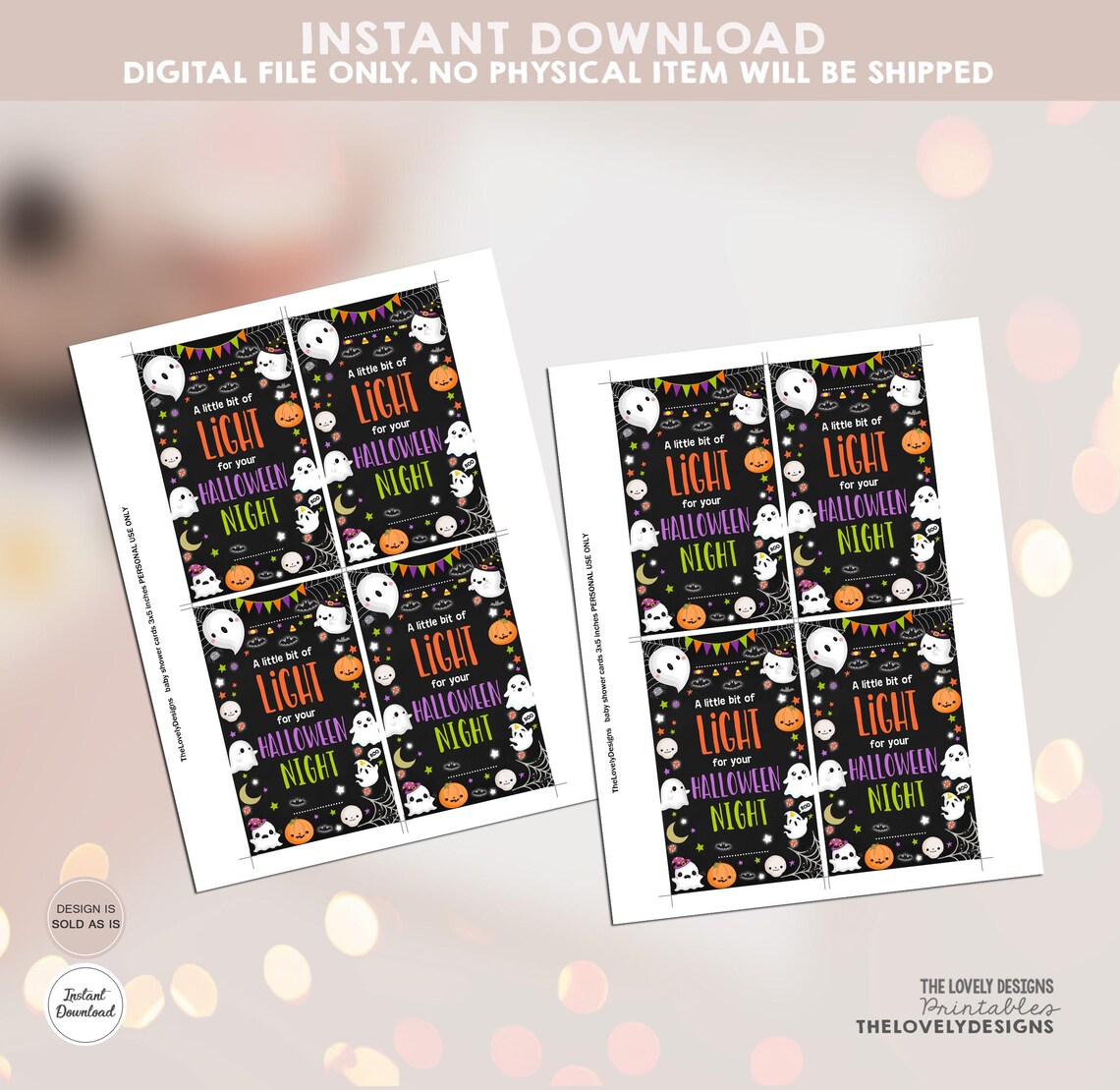 Glow Stick Halloween A Little Light for Halloween Night Card Printable ...