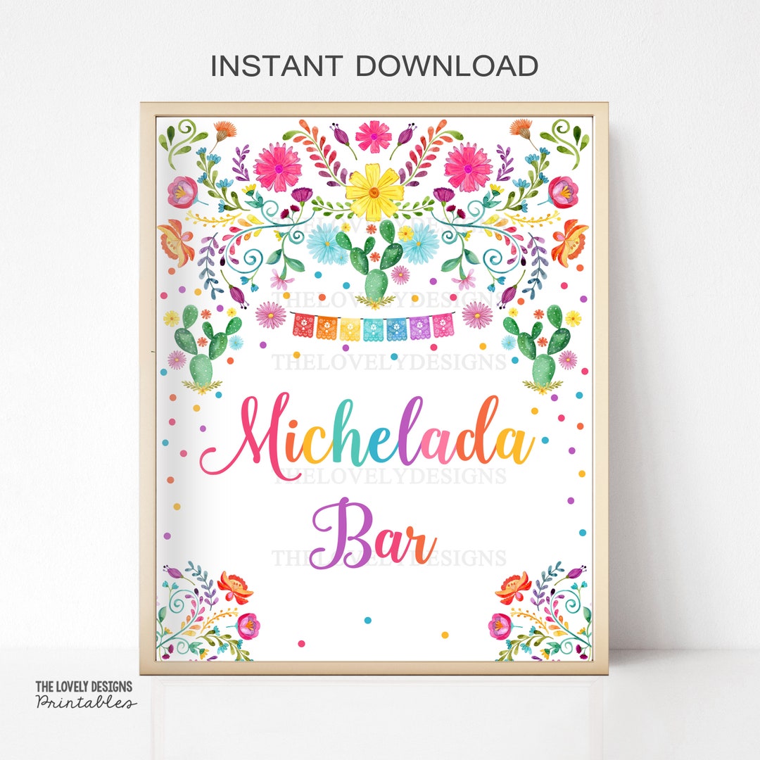 Fiesta Michelada Bar Sign Fiesta Mexican Party Sign Fiesta Cactus ...
