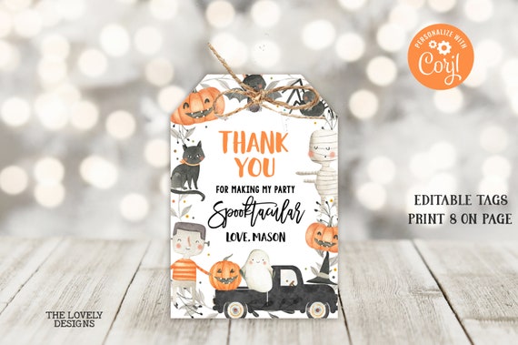 EDITABLE Halloween Gift Tags Halloween Birthday Party Favor | Etsy