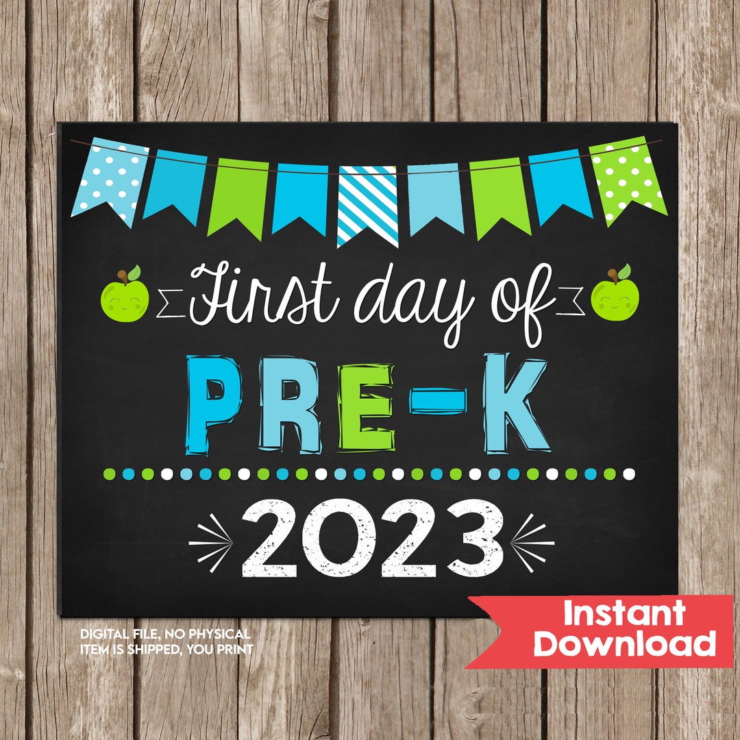 Boy First Day of PRE-K Sign INSTANT DOWNLOAD Photo Prop First - Etsy