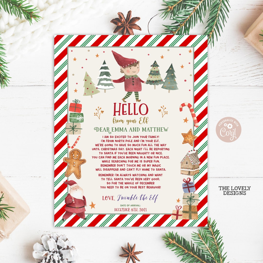 Editable Elf First Arrival Letter Welcome Christmas Elf Hello Letters ...