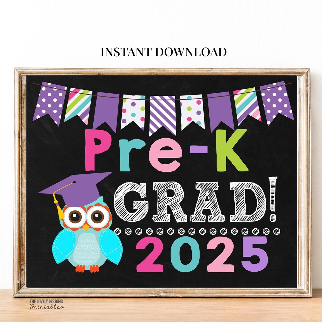 Girl PRE-K Preschool GRADUATION Sign, Pre-kgraduate,last Day of Pre-k ...