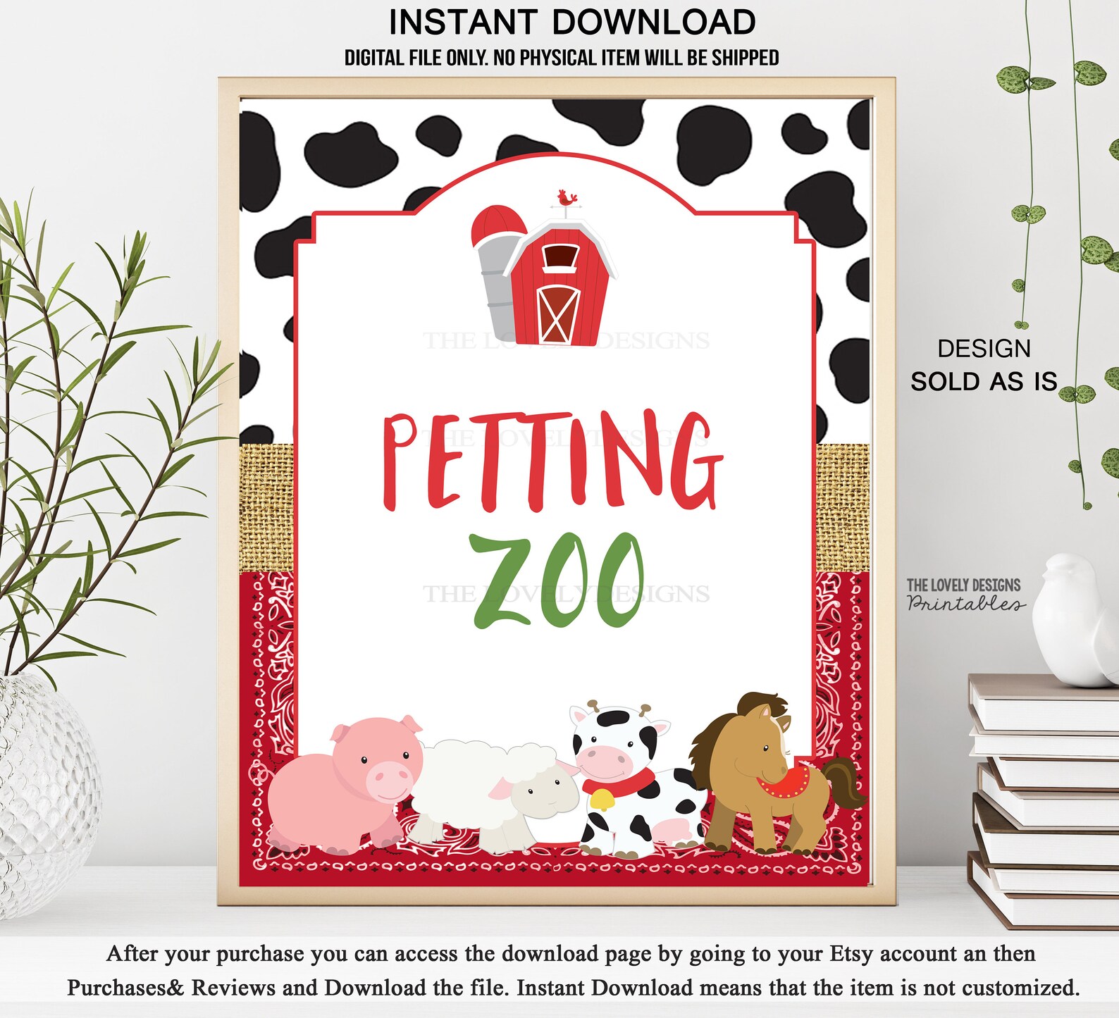 Farm Petting Zoo Sign Farm Birthday Sign Farm Bandana Red Animals ...