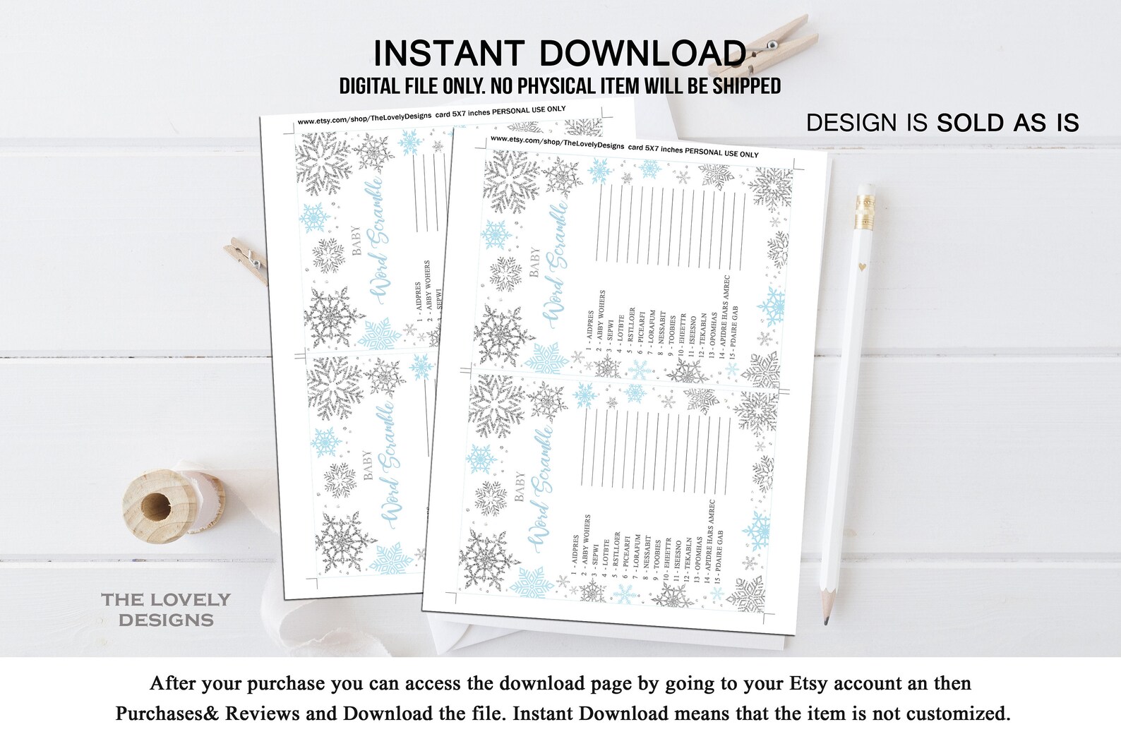 Winter Word Scramble Game Winter Baby Shower Games Winter - Etsy