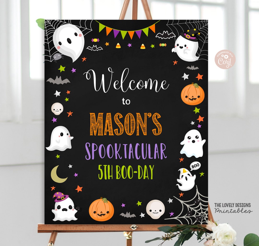 EDITABLE Halloween Welcome Sign Halloween Birthday Chalkboard Sign ...