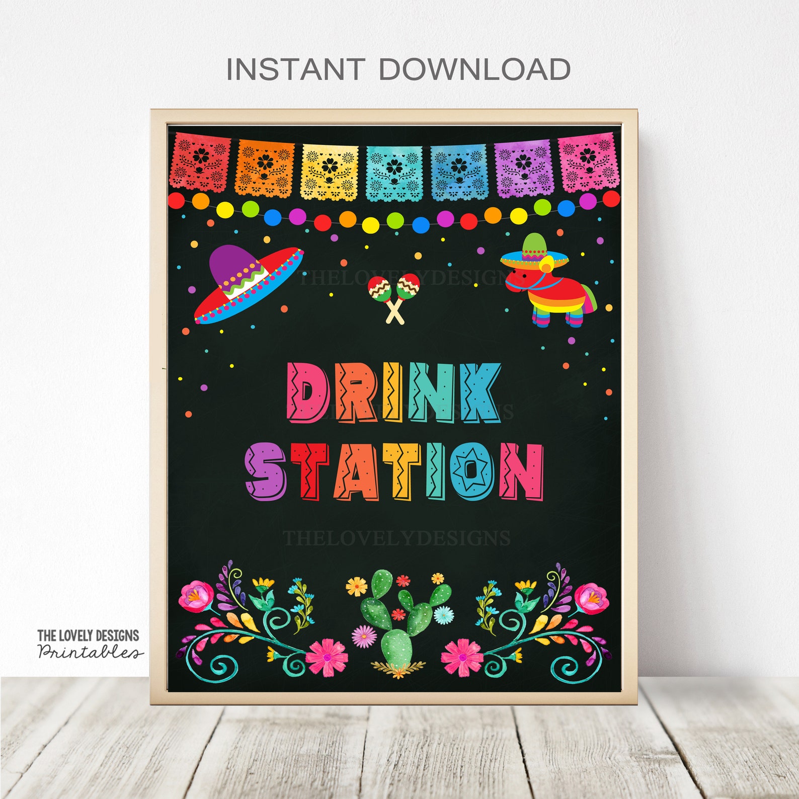 Fiesta Drink Station Sign Piñata Fiesta Birthday Party Sign Chalkboard ...