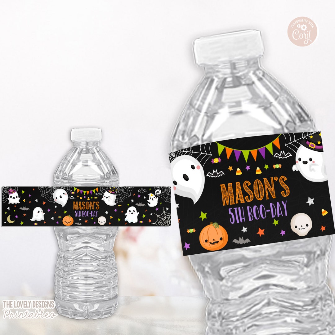 Editable Halloween Bottle Label Halloween Birthday Chalkboard Water ...