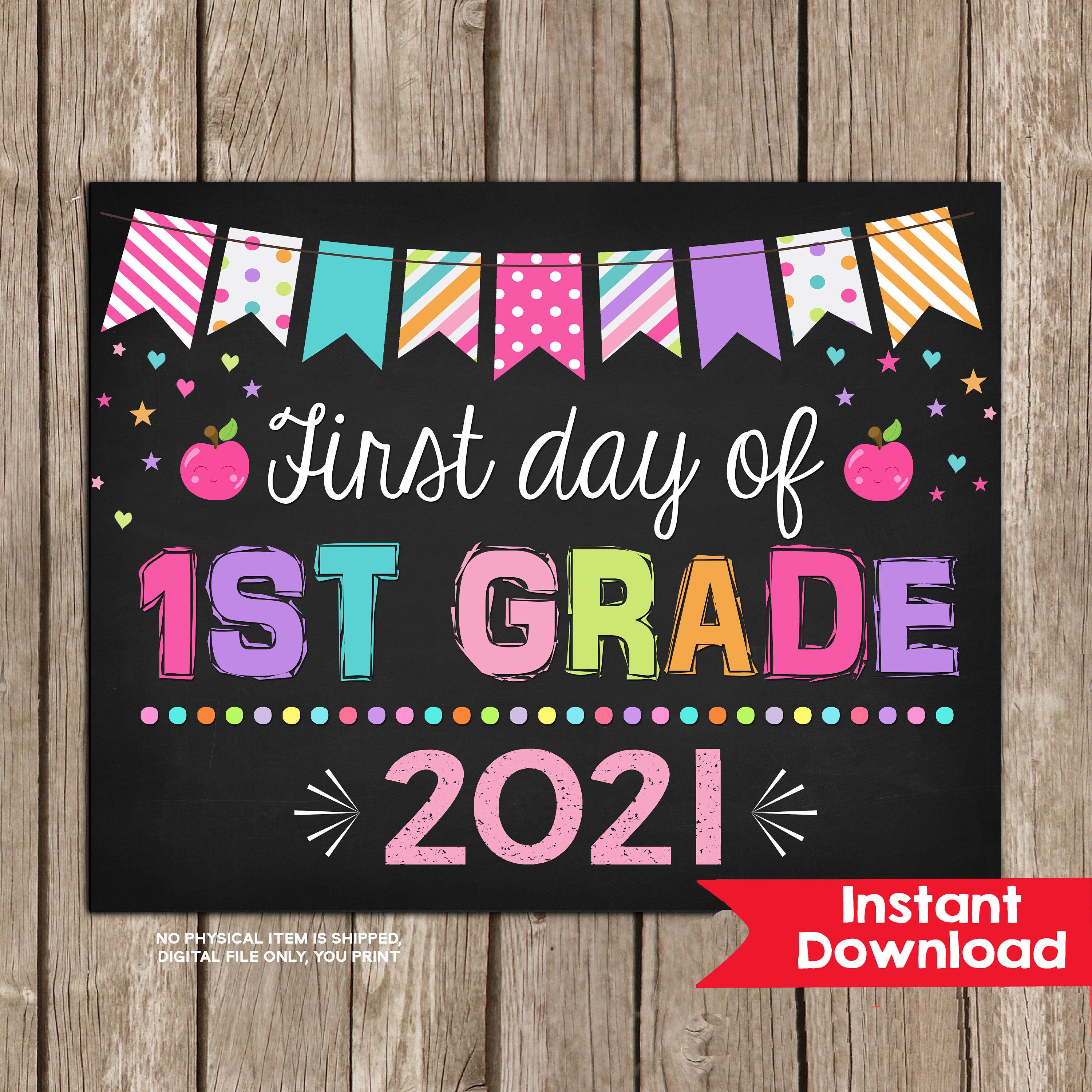 Girl First Day of 1st Grade Sign First Day of First Grade | Etsy