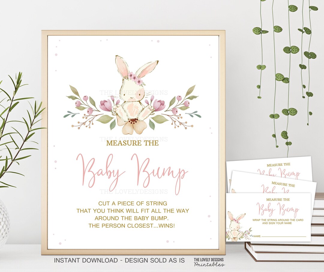 Measure the Baby Bump Sign Bunny Baby Shower Activity How Big is Mommy ...