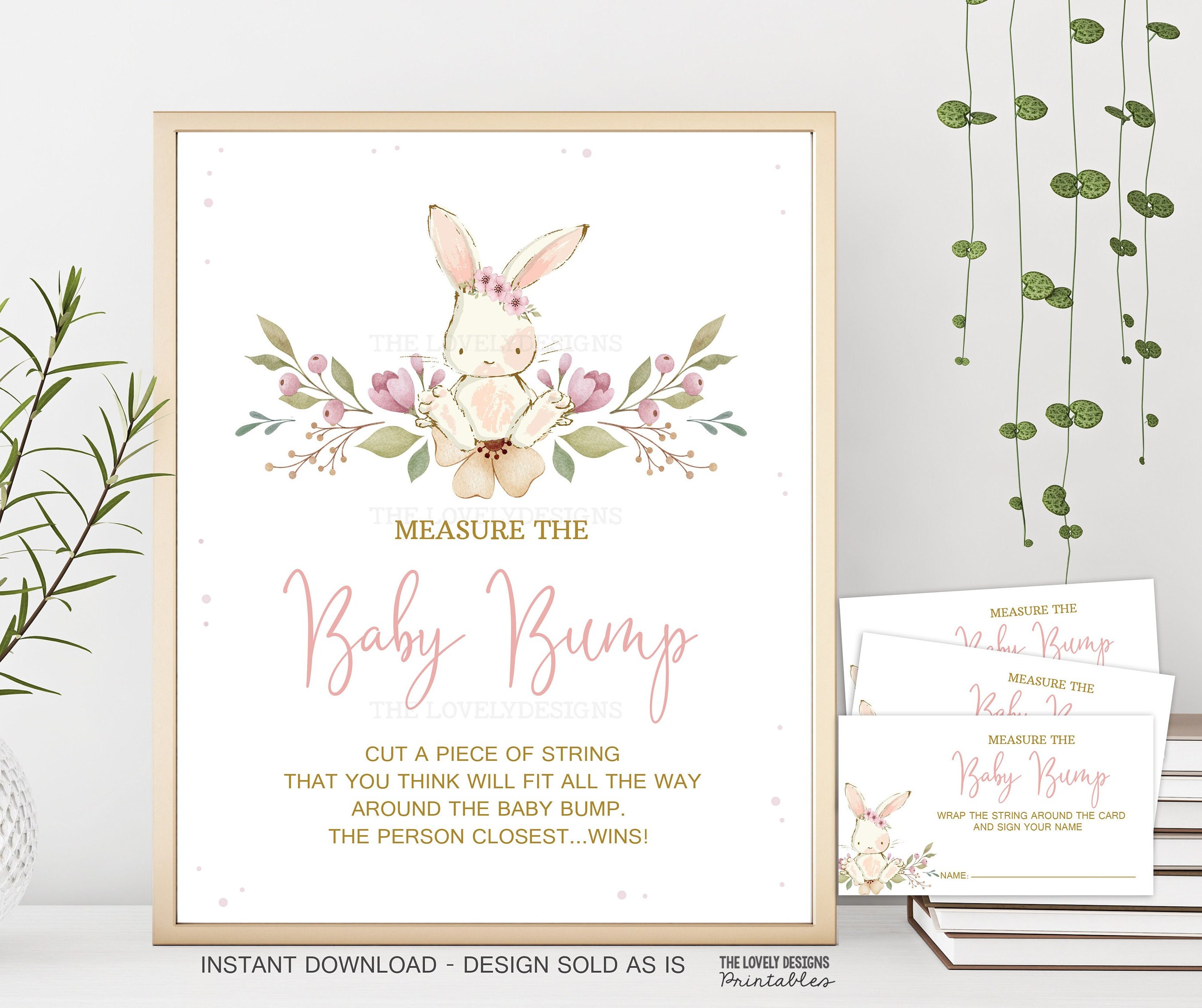 Measure the Baby Bump Sign Bunny Baby Shower Activity How Big is Mommy ...