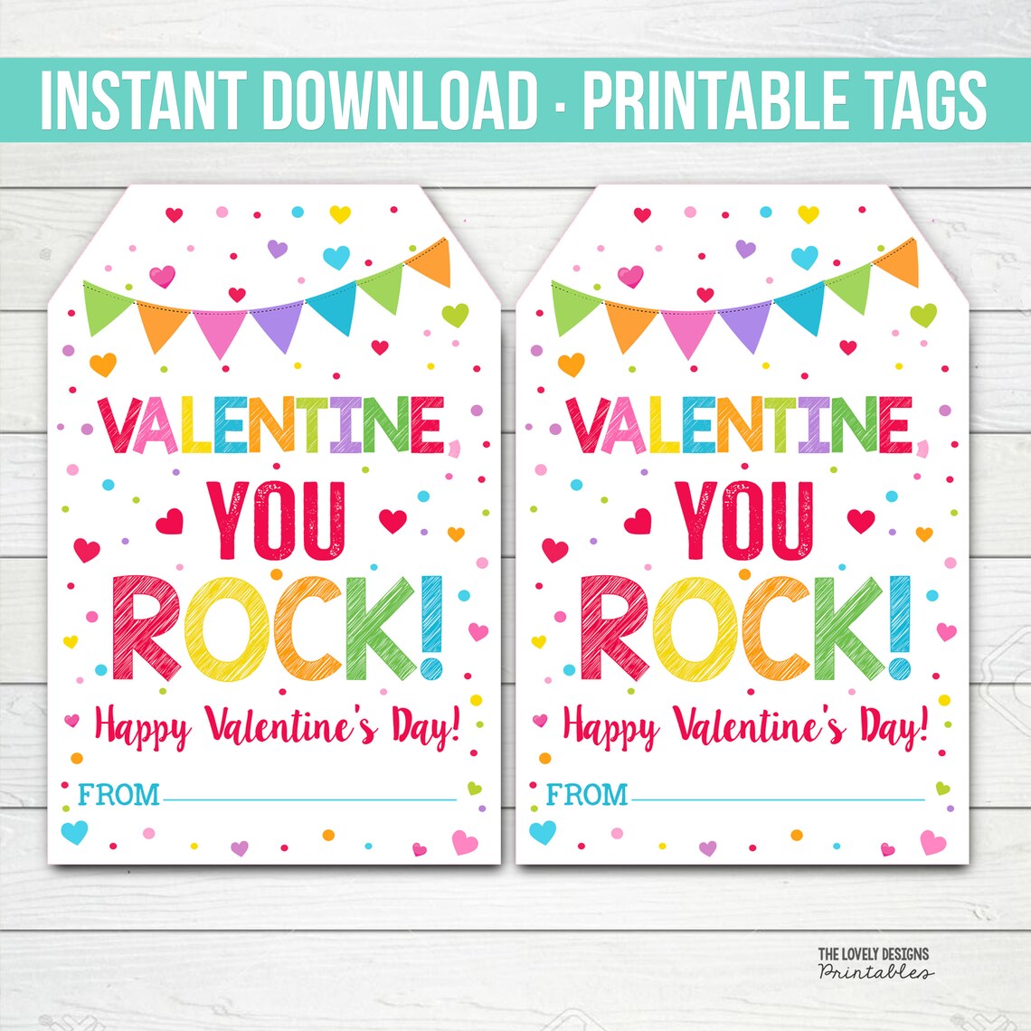 You Rock Valentine's Day Gift Tags Kids Classroom Pop | Etsy