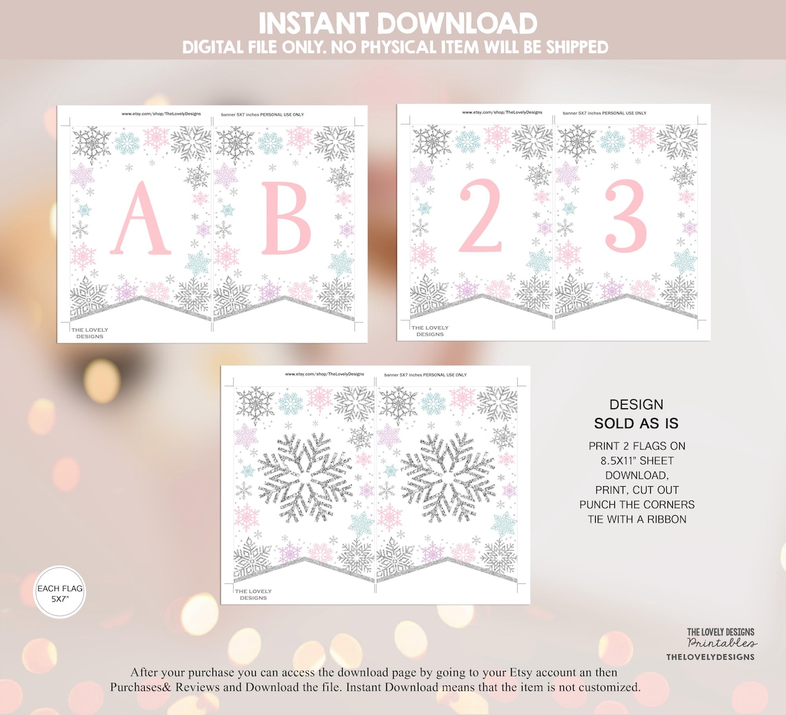 Winter Banner A-Z Alphabet Numbers Winter Snowflakes Bunting Banner ...