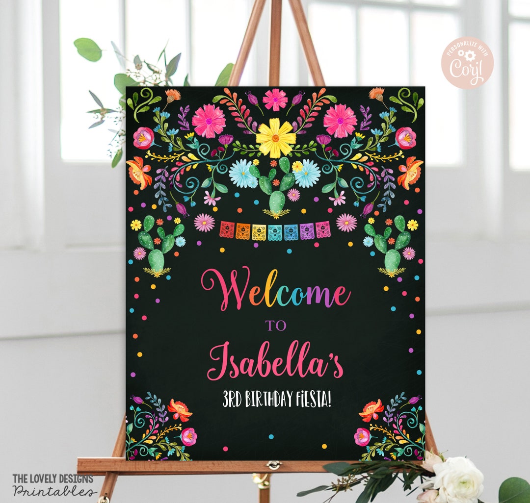 EDITABLE Fiesta Welcome Sign Fiesta Birthday Chalkboard Sign Fiesta ...