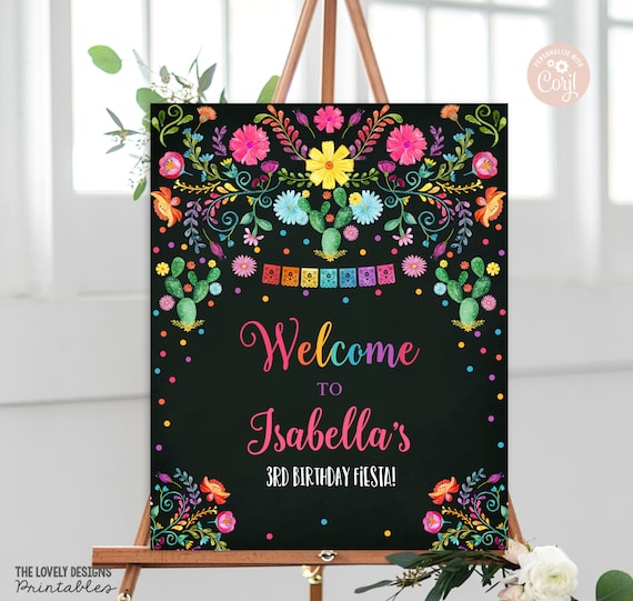 EDITABLE Fiesta Welcome Sign Fiesta Birthday Chalkboard Sign - Etsy