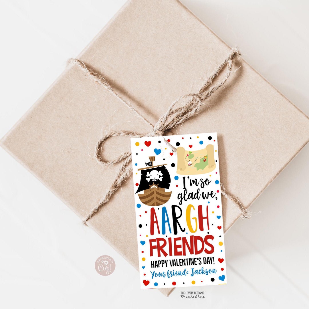 Pirate Valentine's Day Tag, Valentineargh Friends Gift Tag, Pirate ...