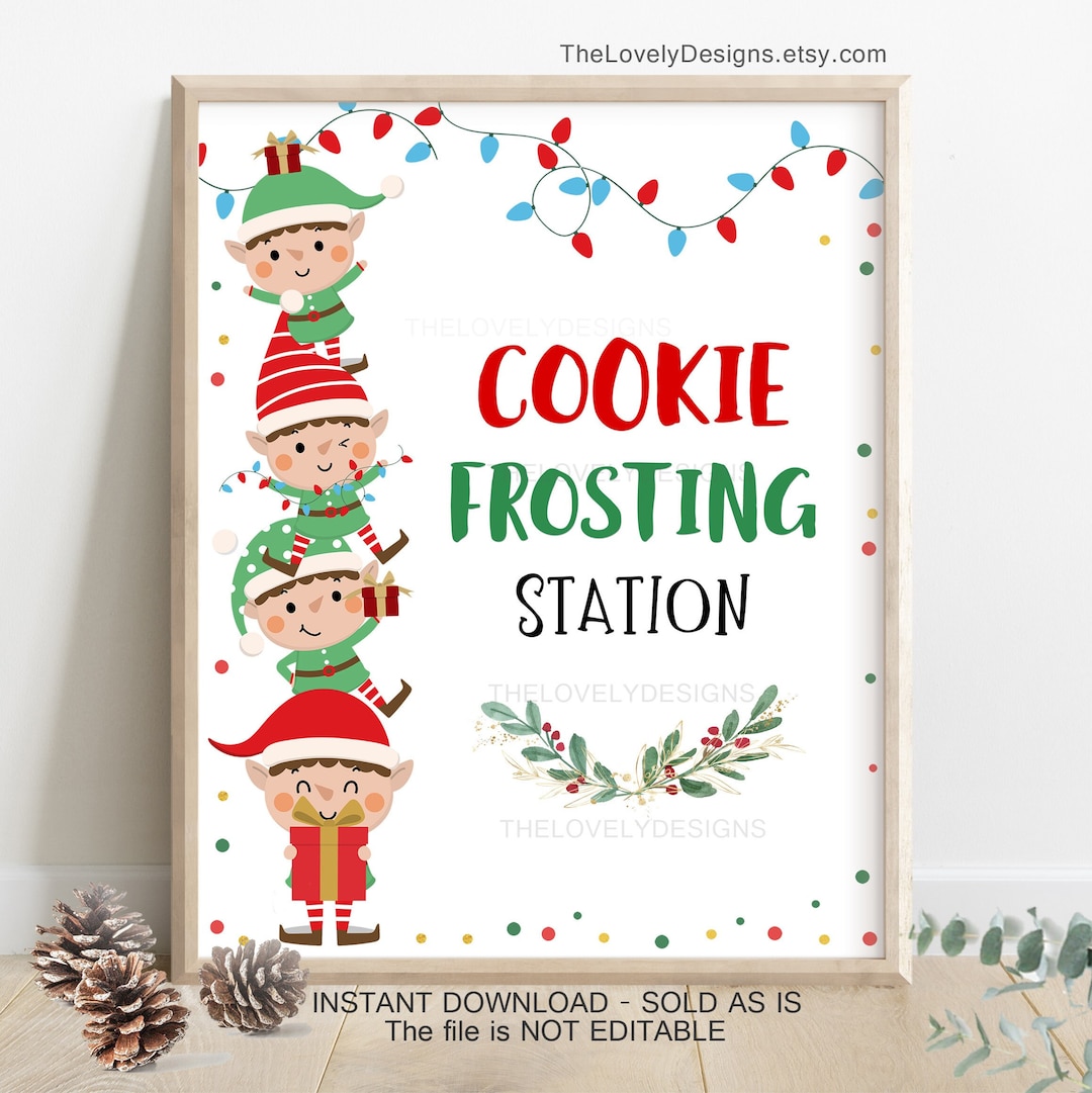 Elf Cookie Frosting Station Sign Cute Elves Sign Kids Party - Etsy