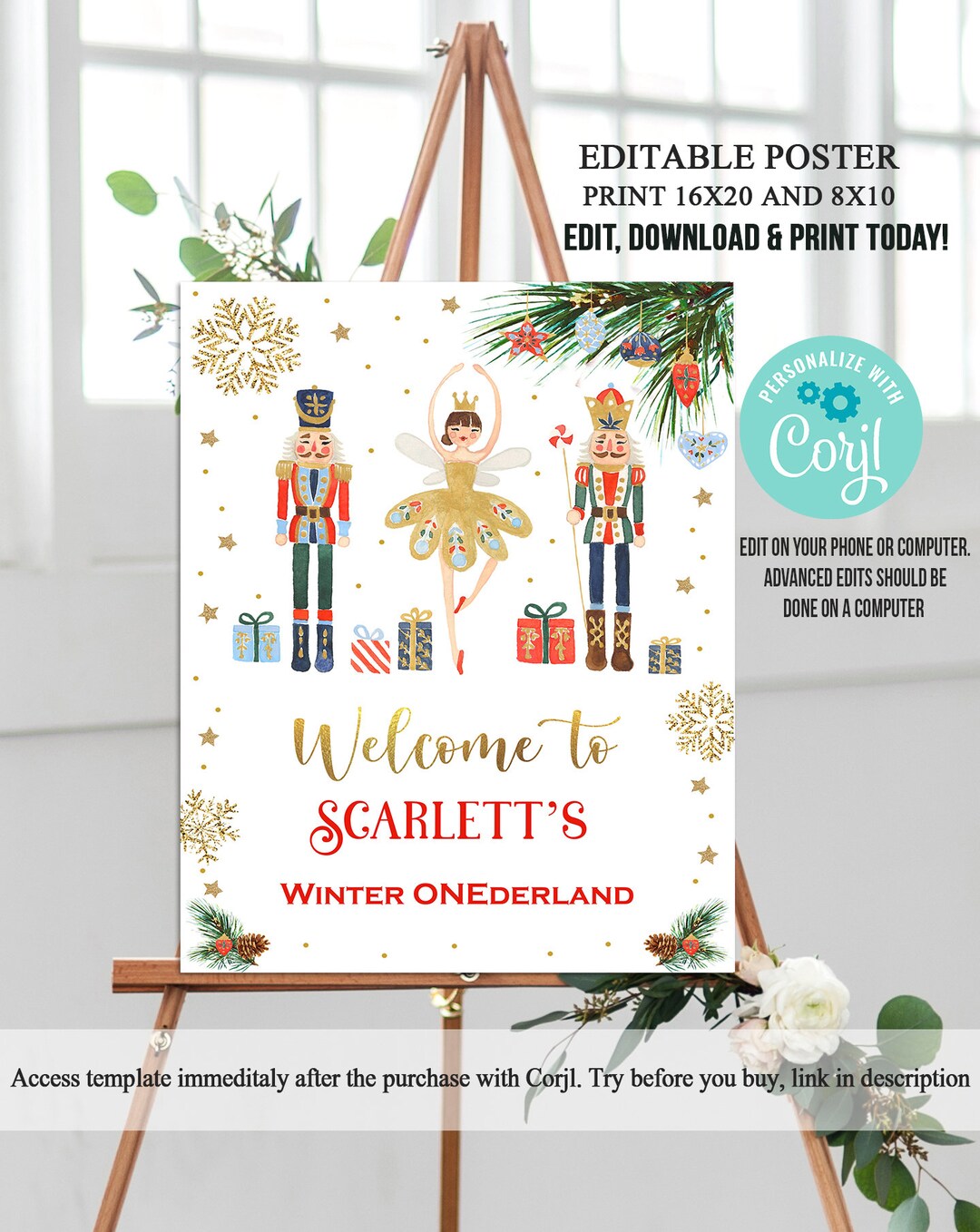 Nutcracker Welcome Sign EDITABLE Template Nutcracker Birthday - Etsy