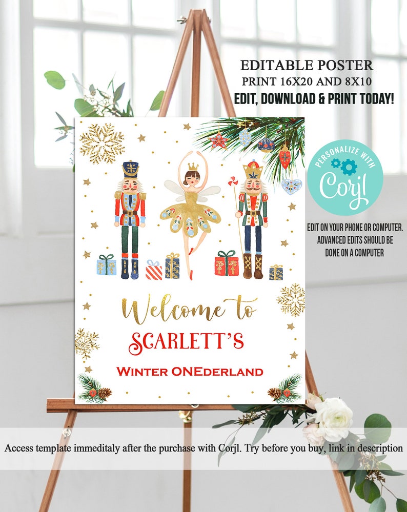 Nutcracker Welcome Sign EDITABLE Template Nutcracker Birthday Poster ...