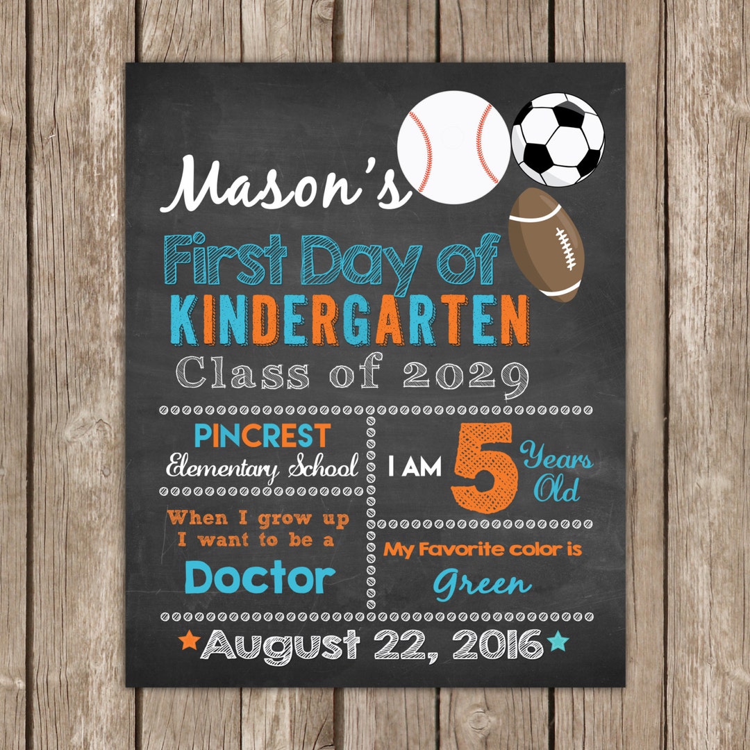 First Day of School Sign ANY Grade All Sports Back to School - Etsy