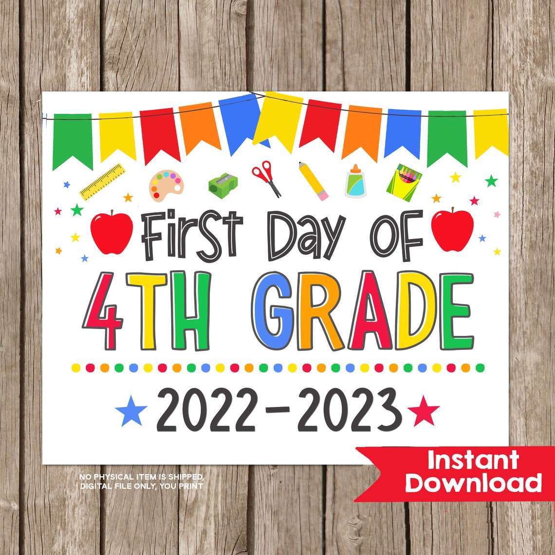 First Day of 4th Grade Sign First Day of Fourth Grade Sign - Etsy