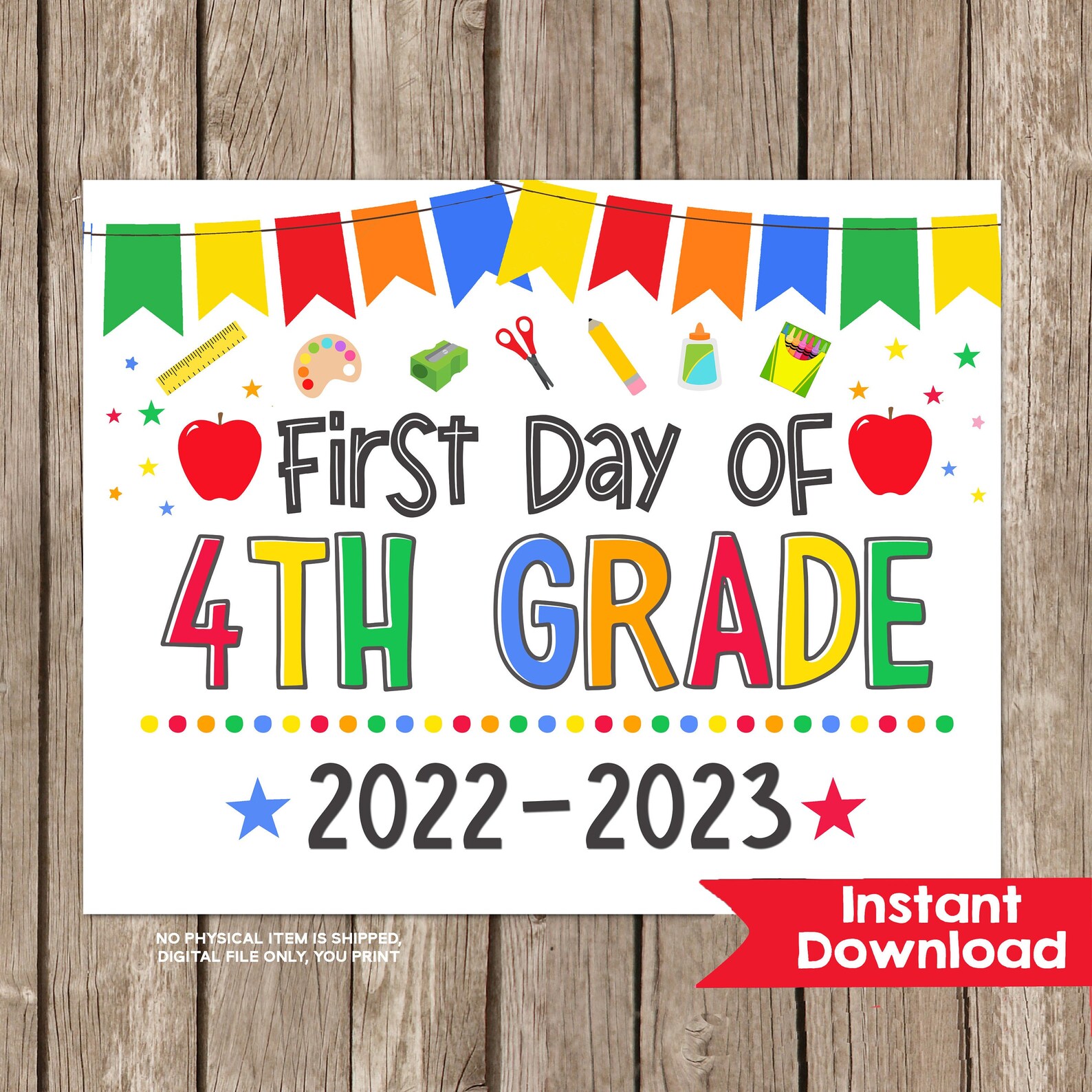 First Day of 4th Grade Sign First Day of Fourth Grade Sign - Etsy