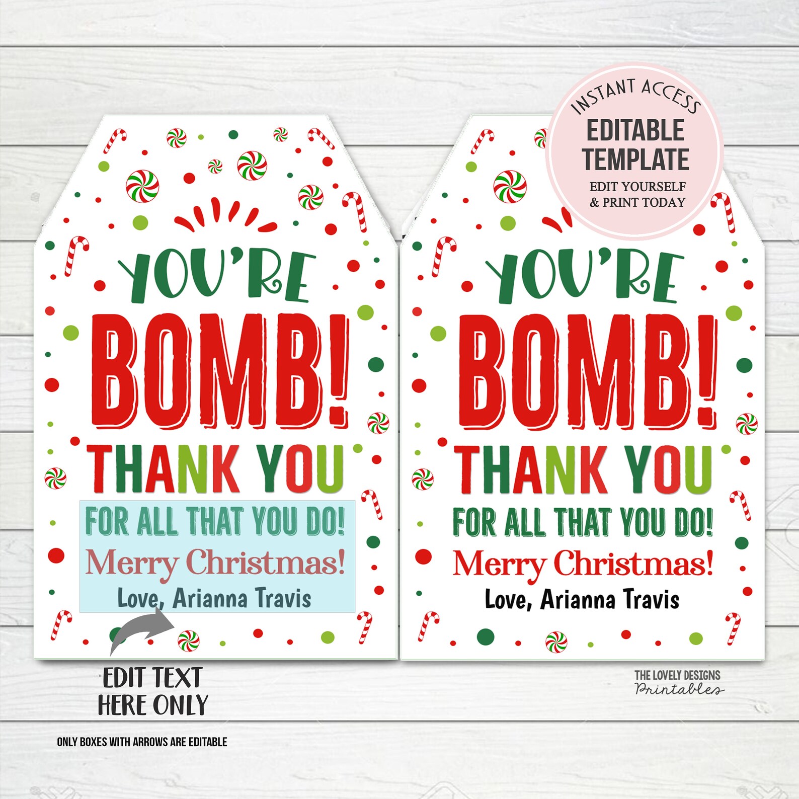 Christmas Appreciation Gift Tag, You're the Bomb, Teacher Employee ...