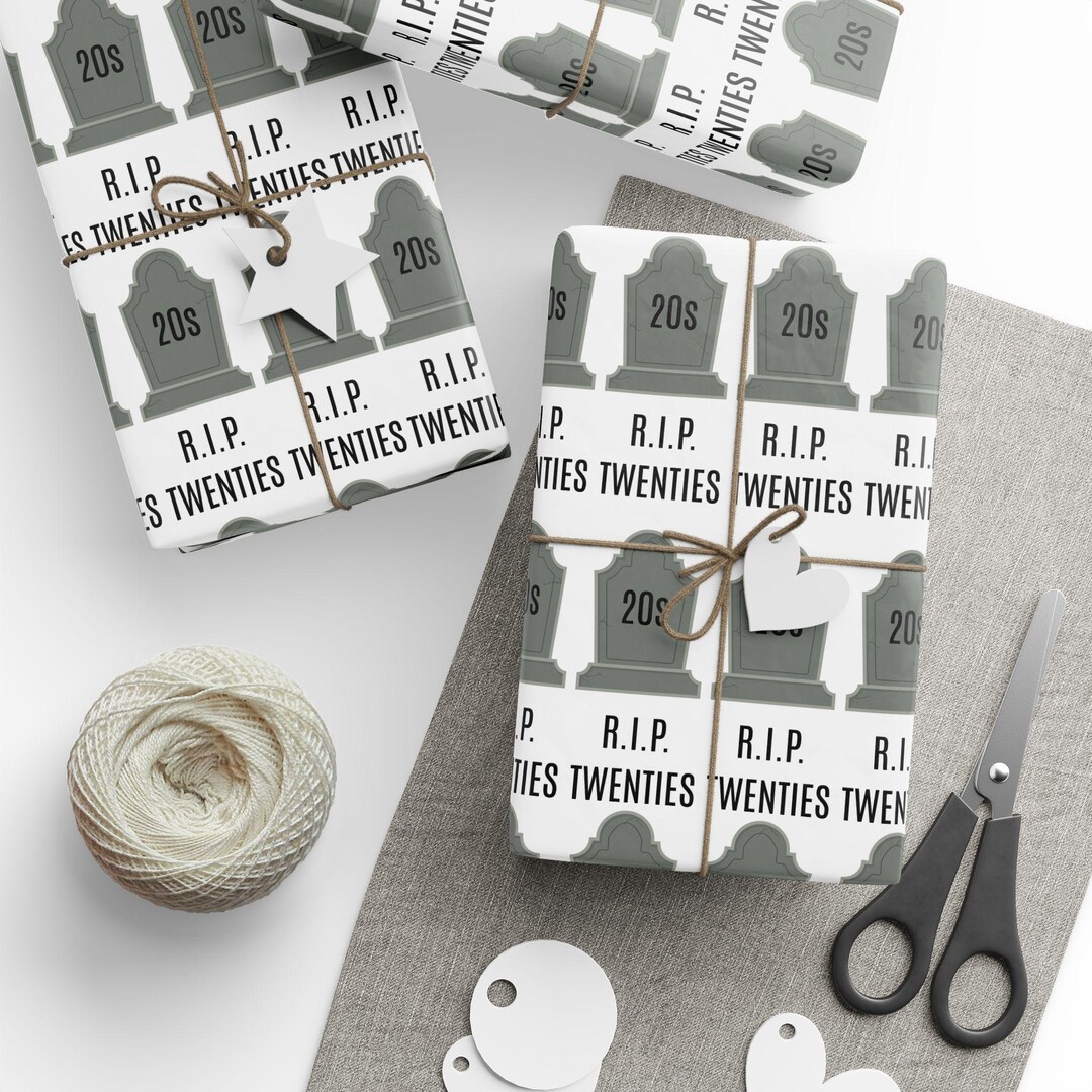 Funny R.I.P 20's Tombstone Pattern Premium Wrapping Paper | 30th ...