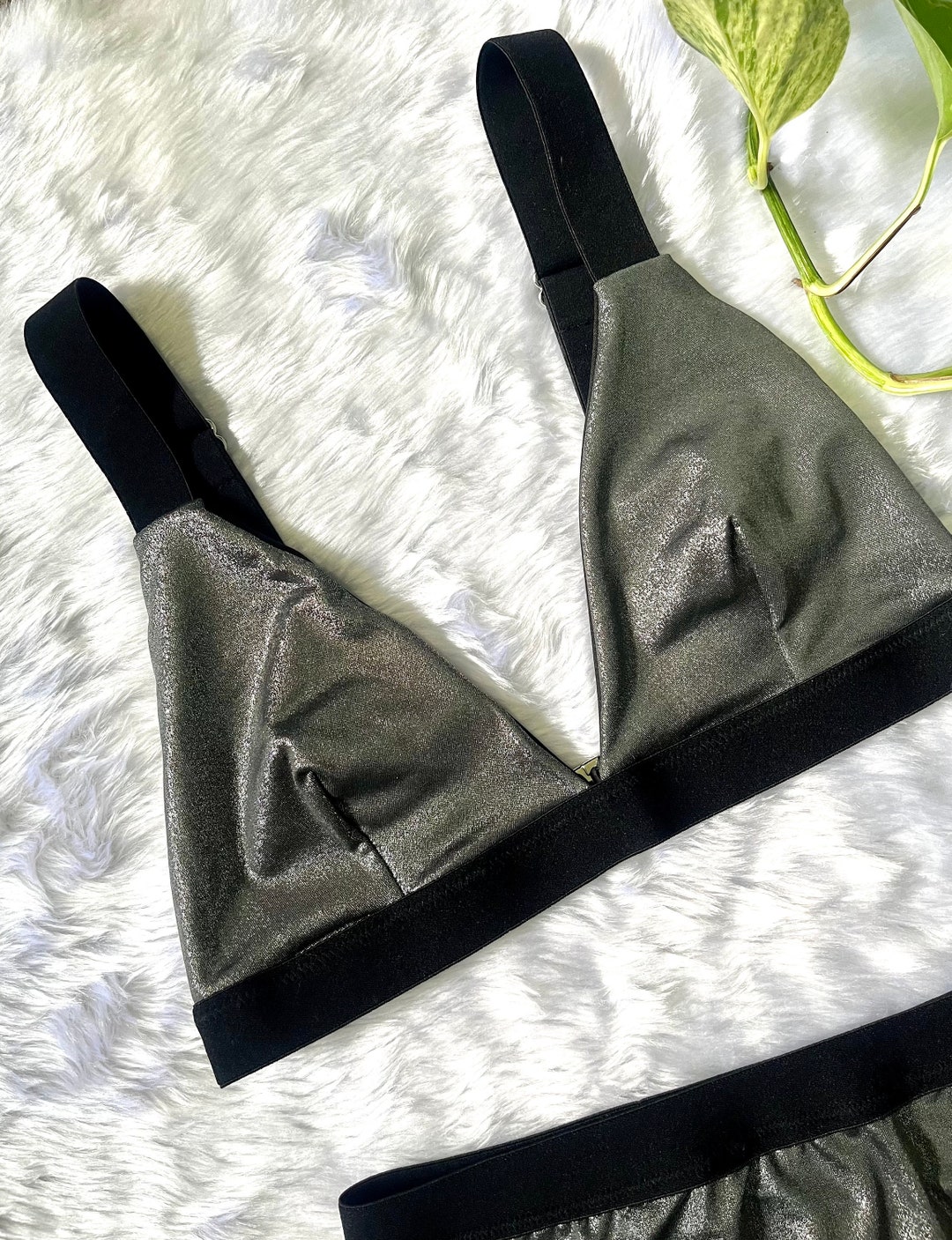 Silver Metallic Bralette, Boudoir Lingerie - Etsy