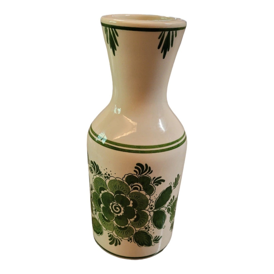 Vintage Bols Green Delft Floral Carafe - Etsy
