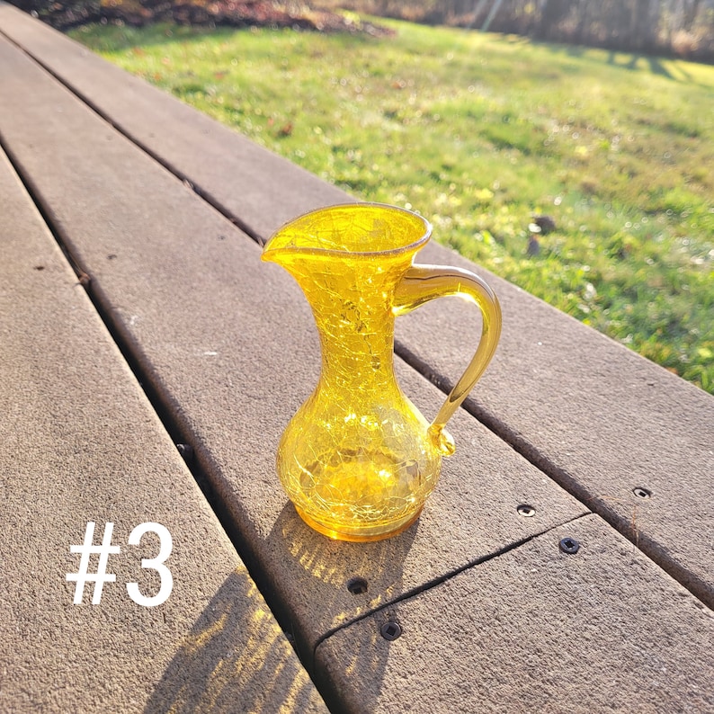 1950s Vintage Hand Blown Crackle Glass Pitchers, Vases and Cups From ...