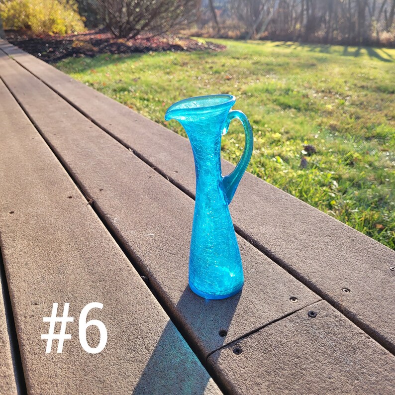 1950s Vintage Hand Blown Crackle Glass Pitchers, Vases and Cups From ...