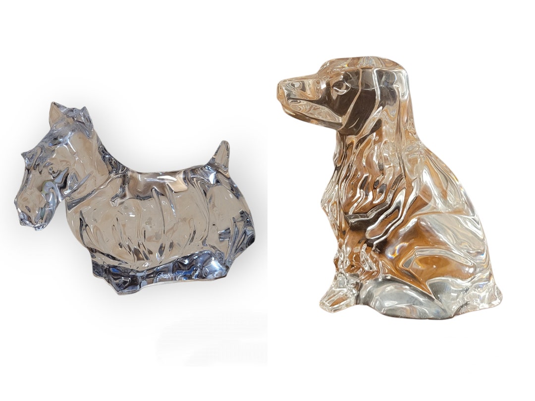 Vintage Crystal Animal Dog Figurines From Baccarat; Cocker Spaniel ...