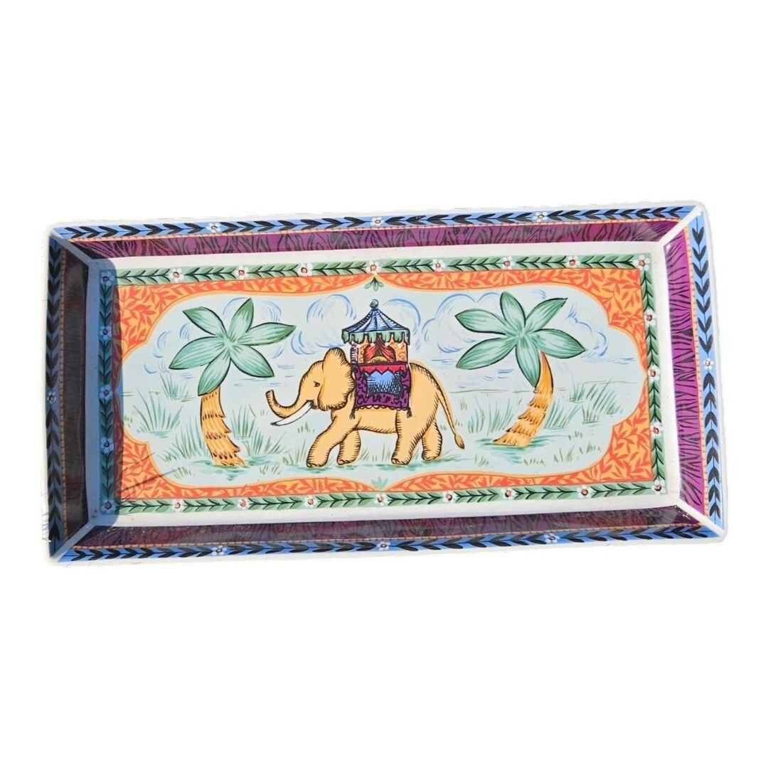 VTG Elephant Serving Platter by Essex Collection Katmandu Pattern - Etsy