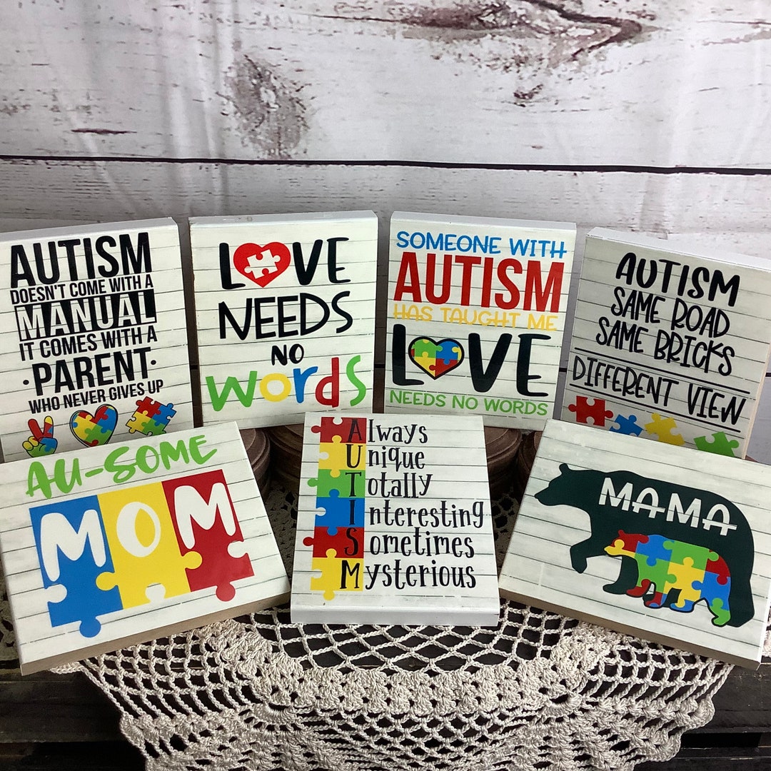 Autism Awareness Shelf Sitter,autism Sign,autism Word Block,autism ...