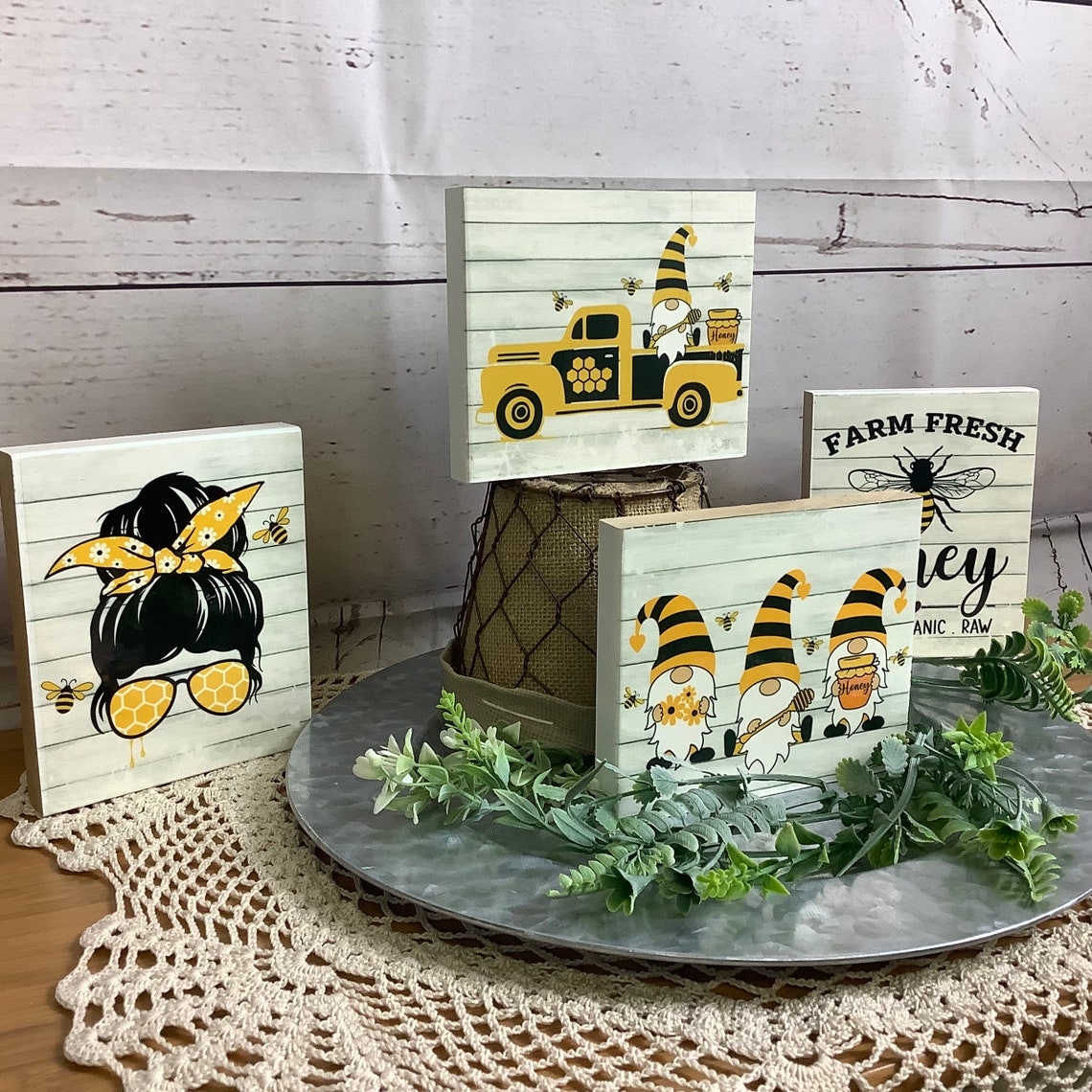 Bee Shelf Sitter Tiered Tray Tray Styling Bee Gnomes Bee Truck - Etsy
