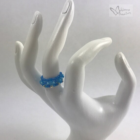 Set of 3 Blue Toe Ring Beaded Rings Stackable Knuckle Midi | Etsy