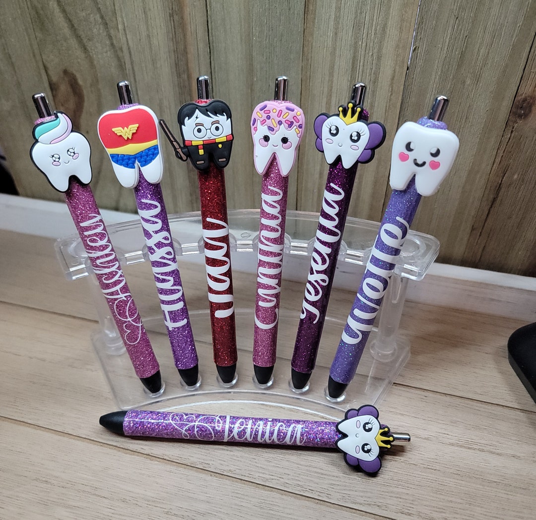 Personalized Dental Pen: Glitter Tooth Theme, Refillable Ink - Etsy