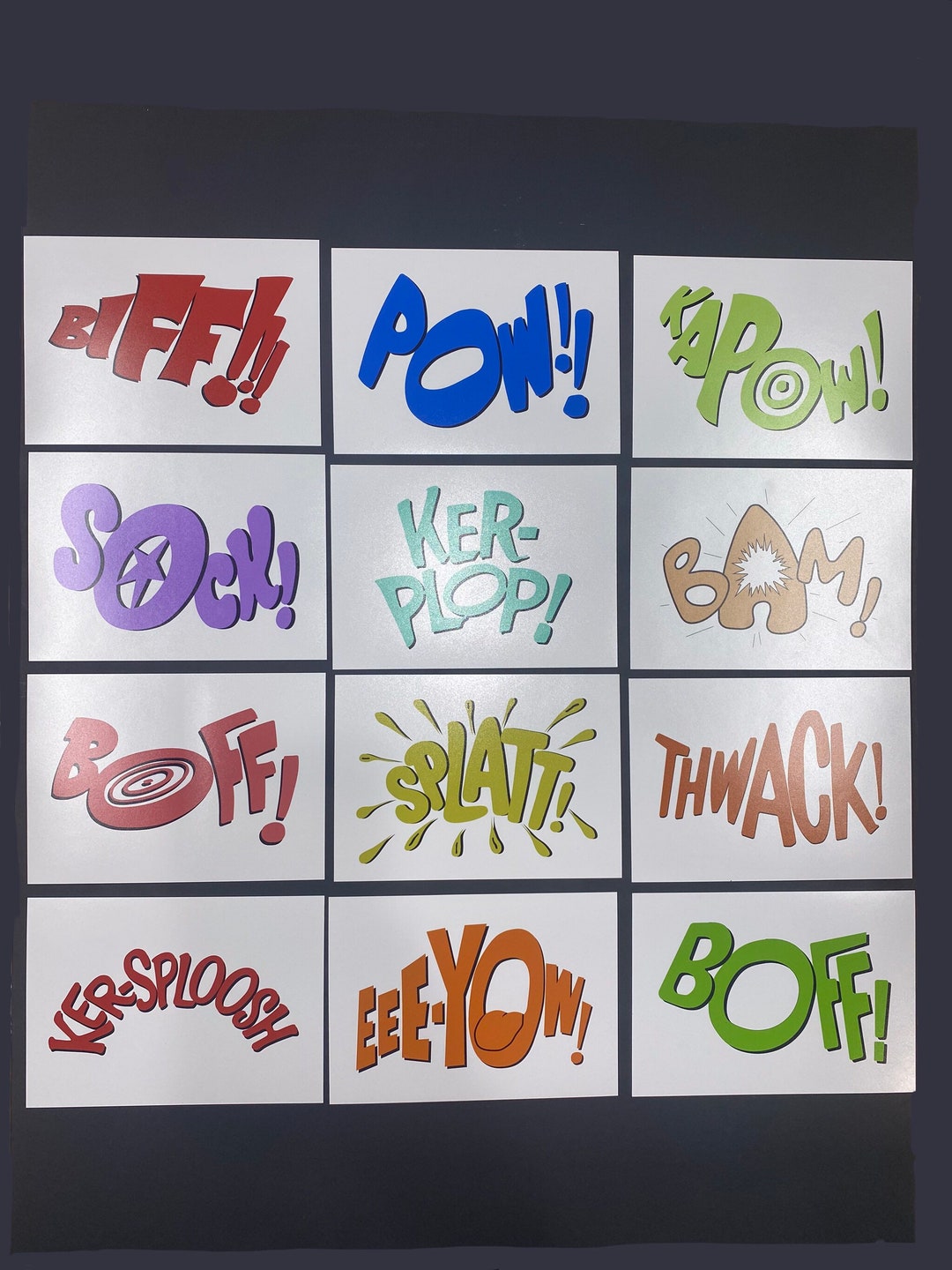 1966 Batman Screen Fight Words Art Set of 12 Prints: BIFF POW KAPOW ...