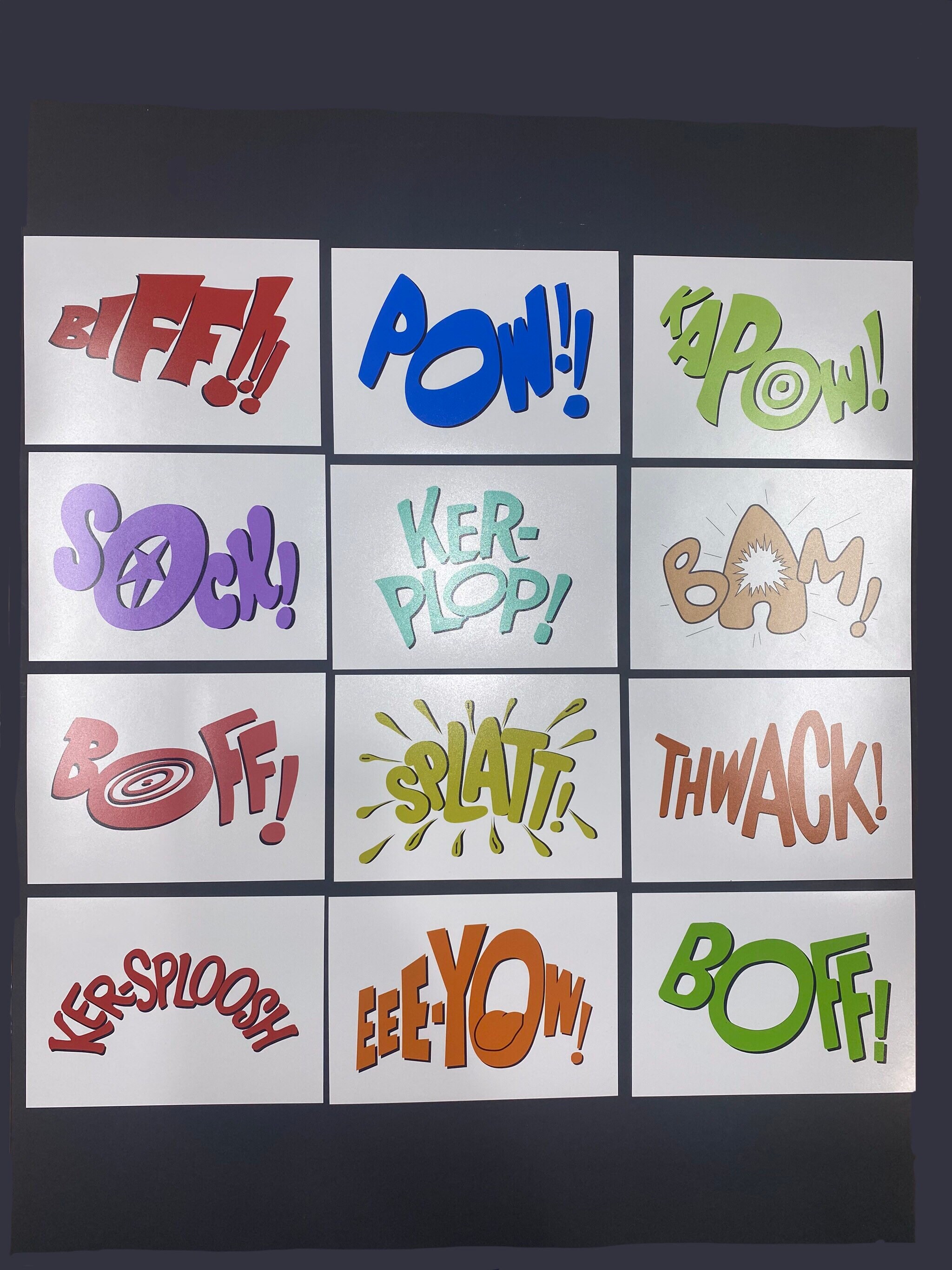 1966 Batman Screen Fight Words Art Set of 12 Prints: BIFF POW KAPOW ...